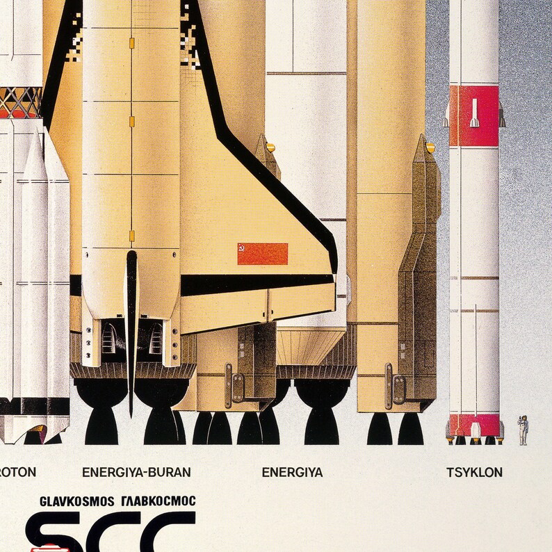 Soviet Era Spaceships Vintage Poster Print, Russian Propaganda, Cold ...