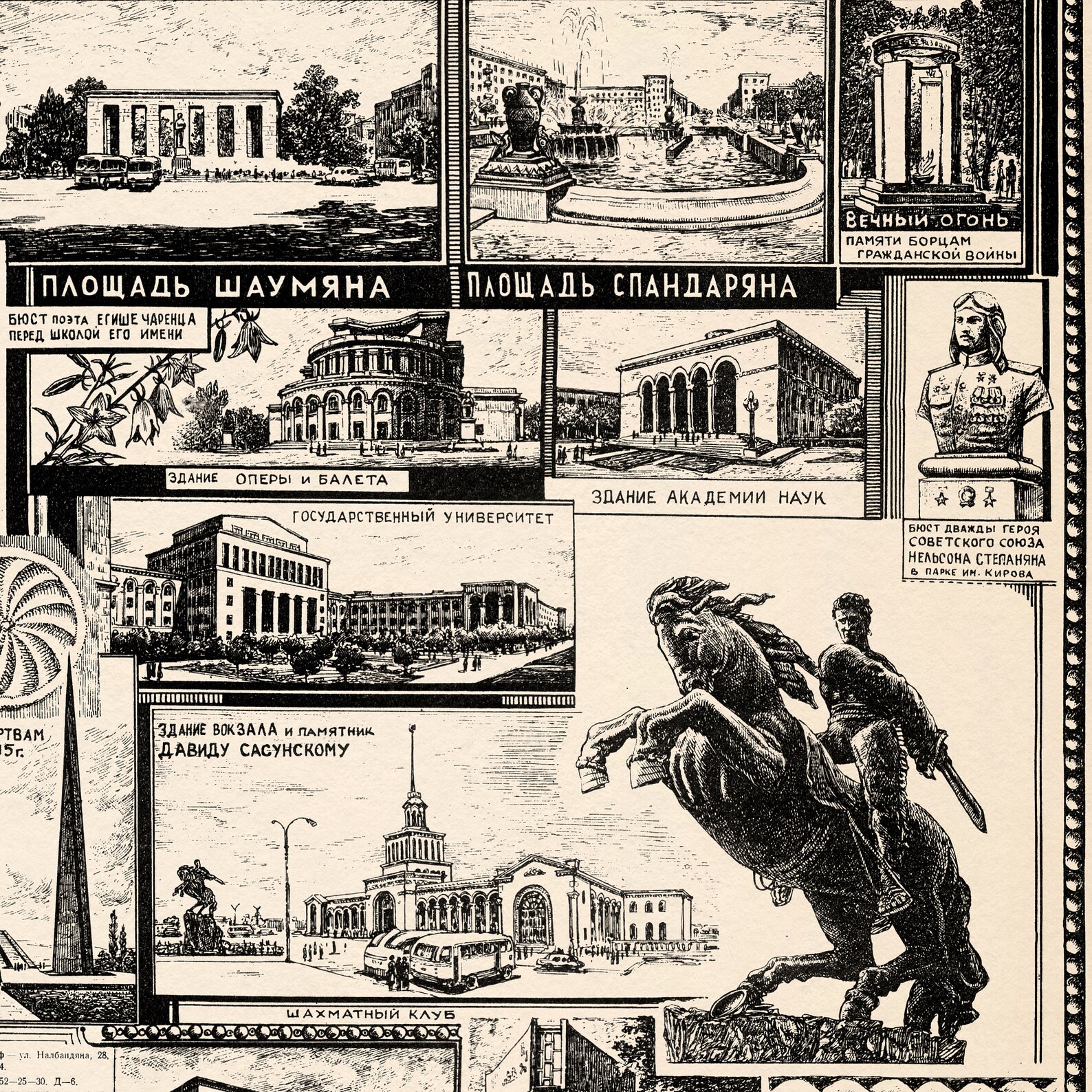 Yerevan Vintage Map Print| Yerevan Historical Chart Poster| Armenian ...