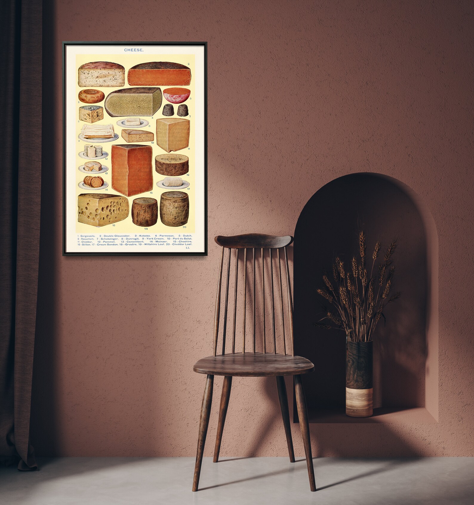 Cheese Poster Cheese Wall Art Vintage Cheese Print Dining, Restaurant ...