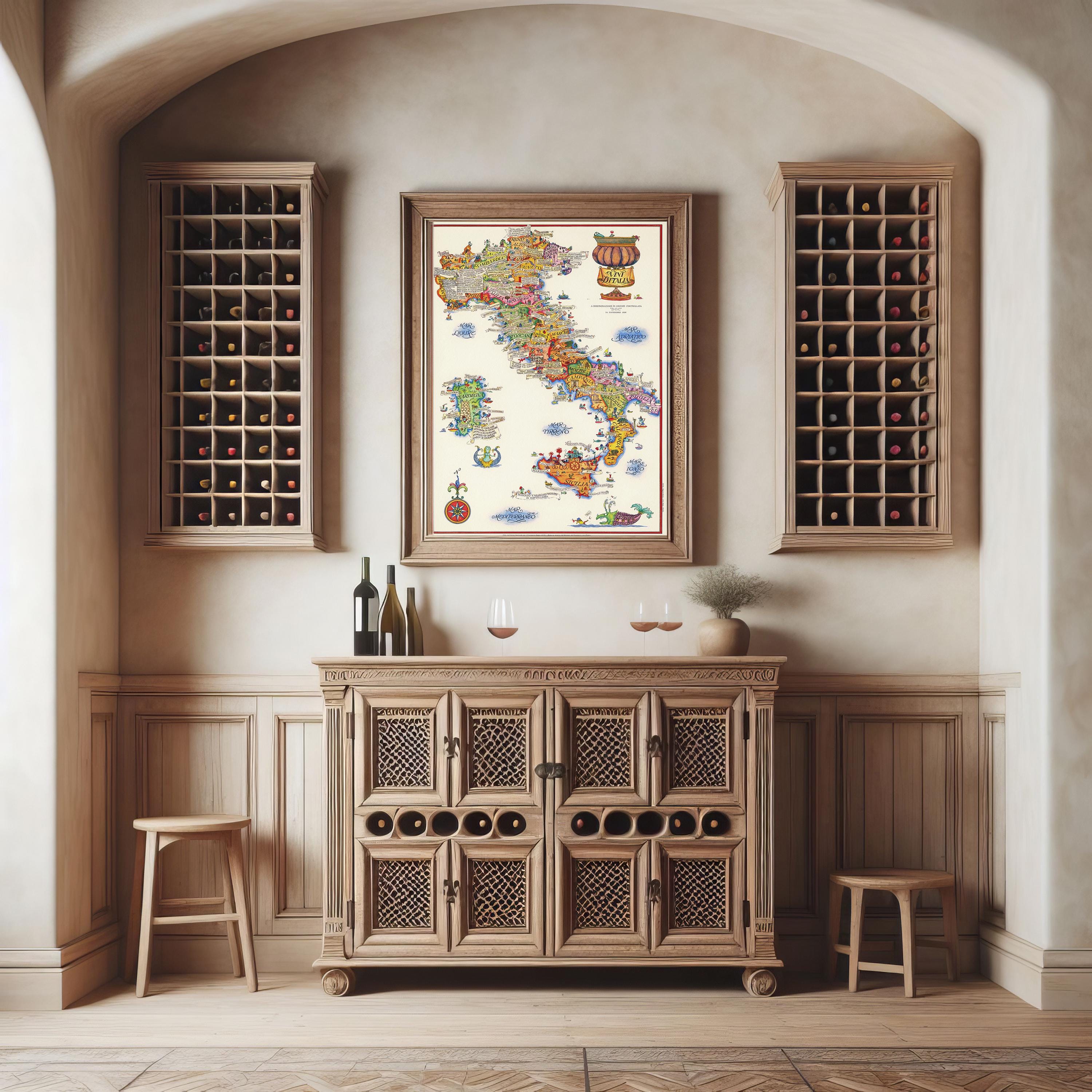 Vintage Italy Wine Map Print: Pictorial Wall Art - Etsy