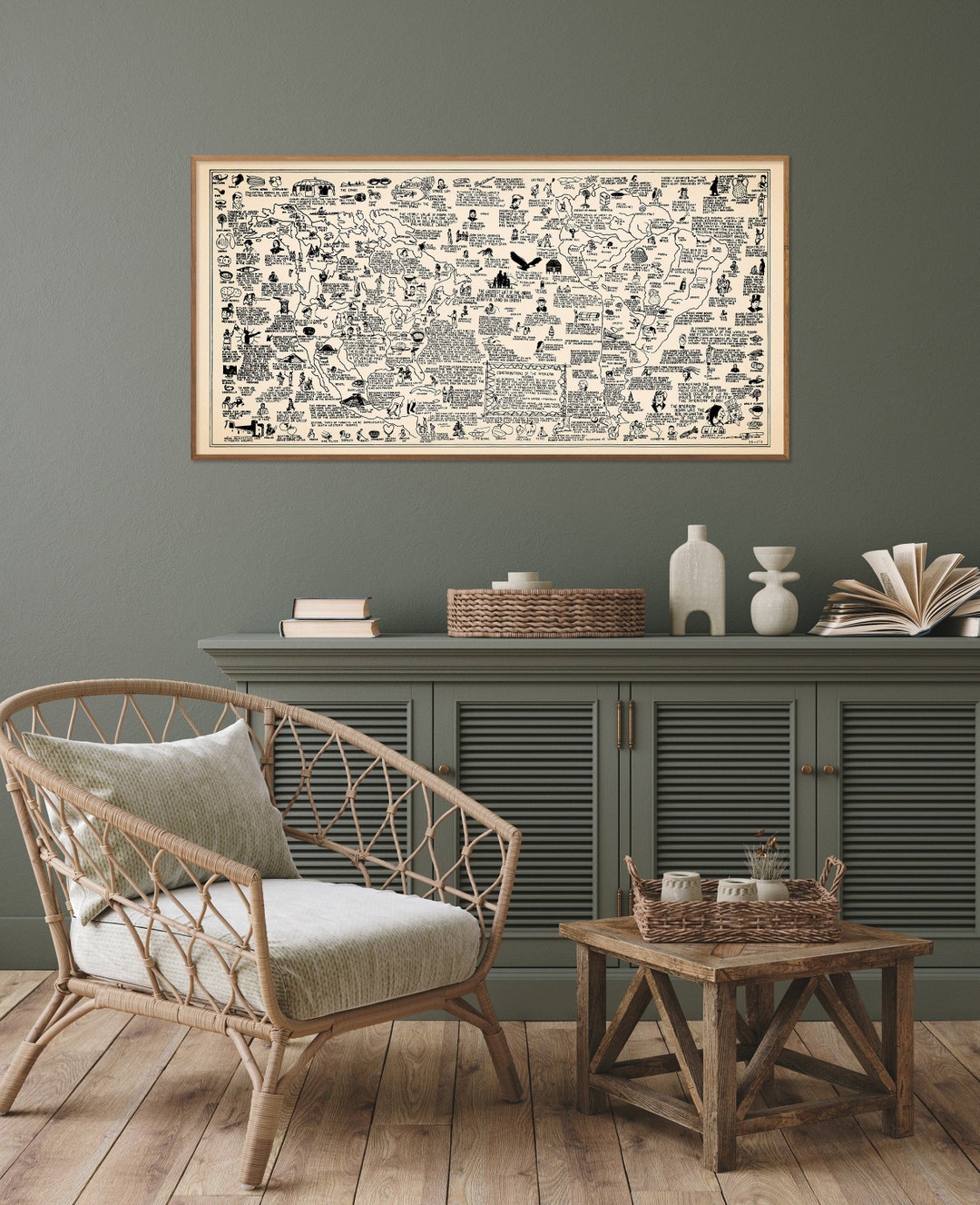 Native Americans: Their Contribution - Vintage Map Print, Long & Narrow ...