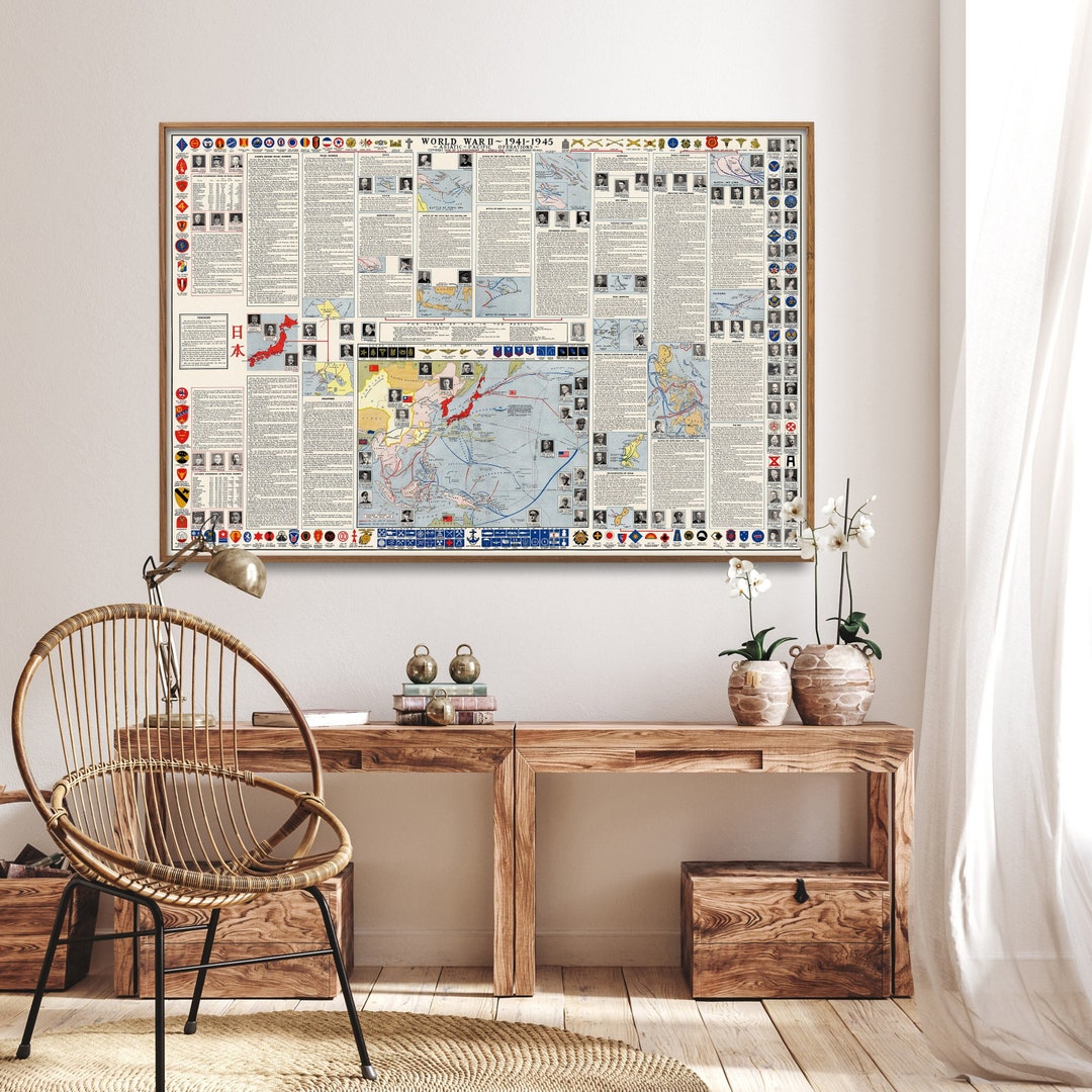 World War II Vintage Fact Chart Print, 1941 - 1945 WW2 Asia-pacific ...