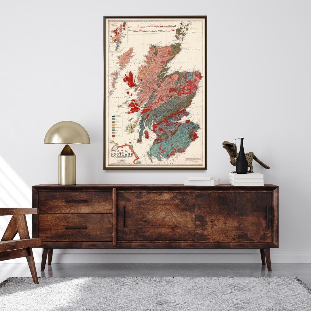 Scotland Geology - Vintage Geologic Map Print, Geologist Wall Art Gift ...