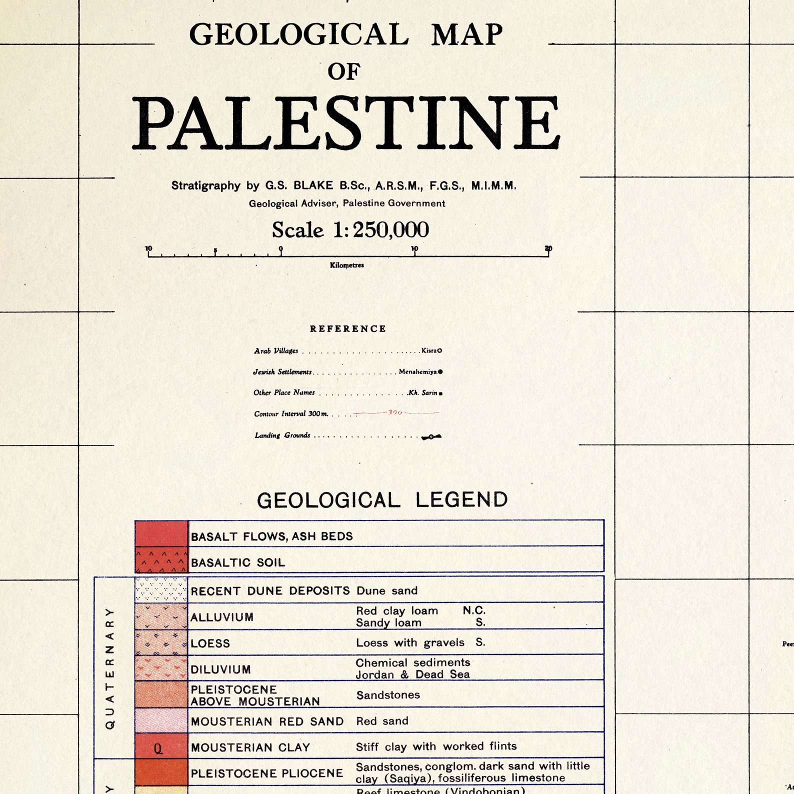 Geological Map of Palestine Geologic Israel Map Geology Map - Etsy
