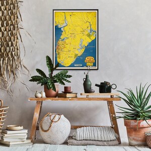 Suva, Fiji Vintage Map Print| Colorful Map Poster| Wall Art Home Gift ...