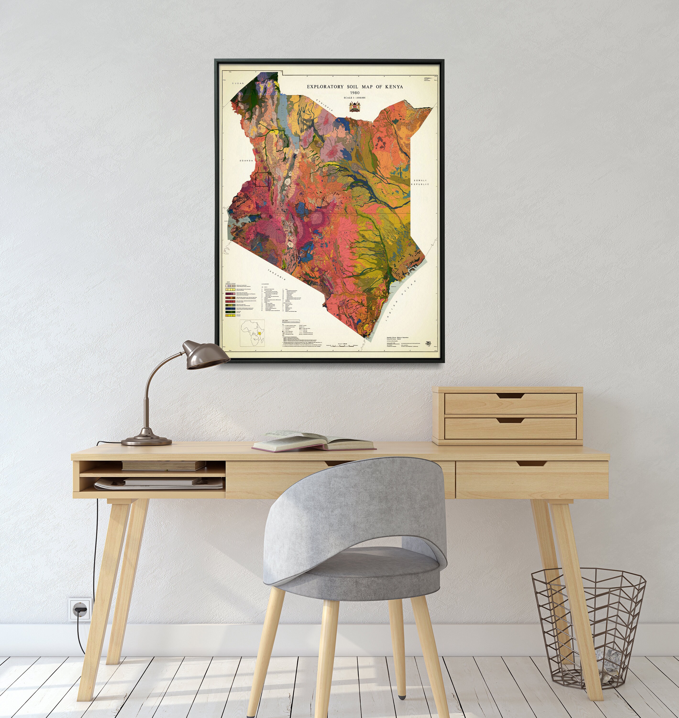 Kenya Map Soil Map of Kenya Geologic Map Kenya Art Gift | Etsy Canada