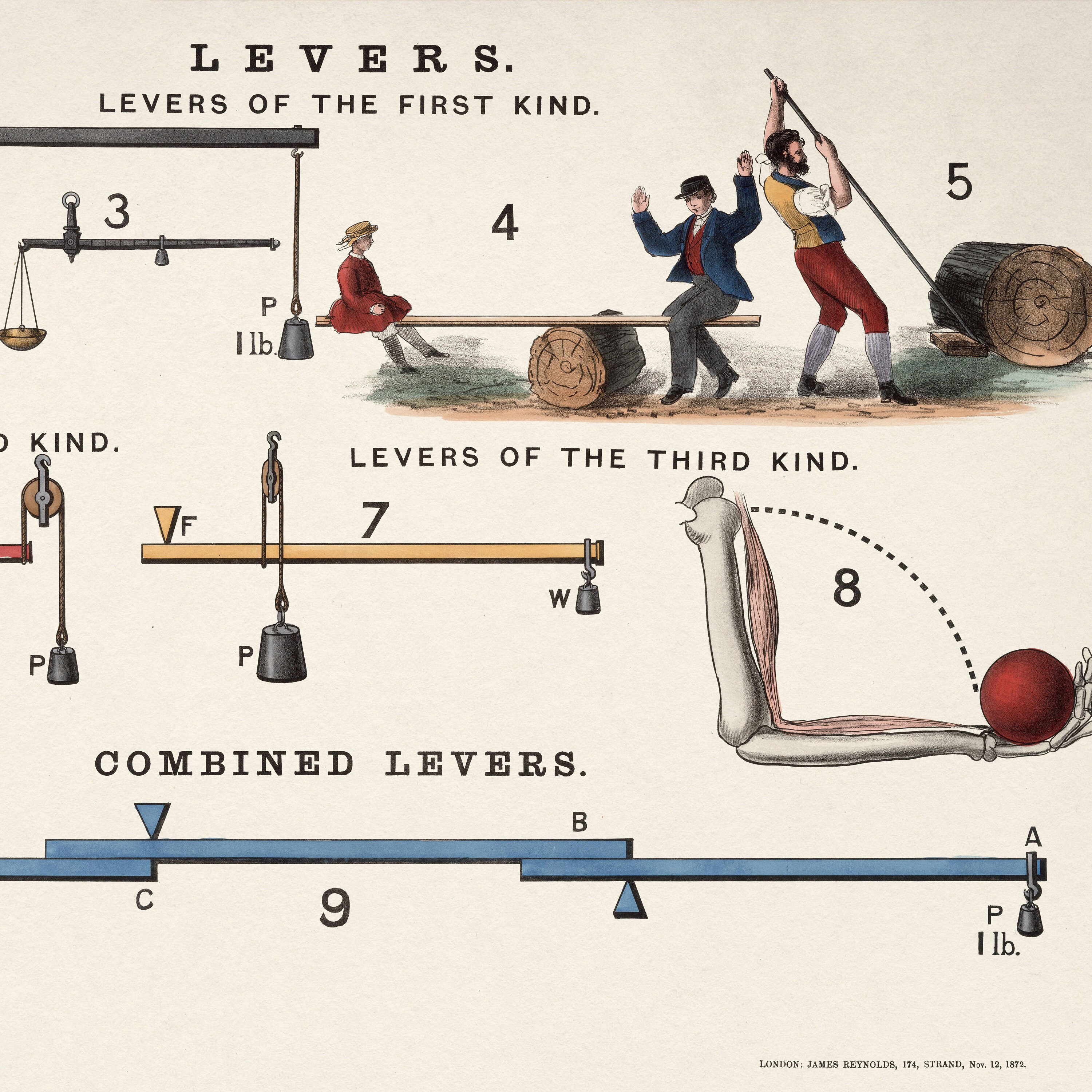Mechanical Science - Vintage Poster Print, Pulleys and Levers Wall Art ...