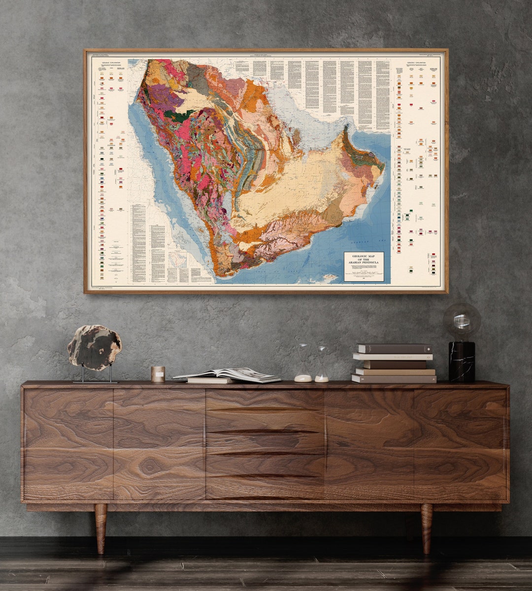 Arabian Peninsula Vintage Geological Map Print| Large Geology Poster ...