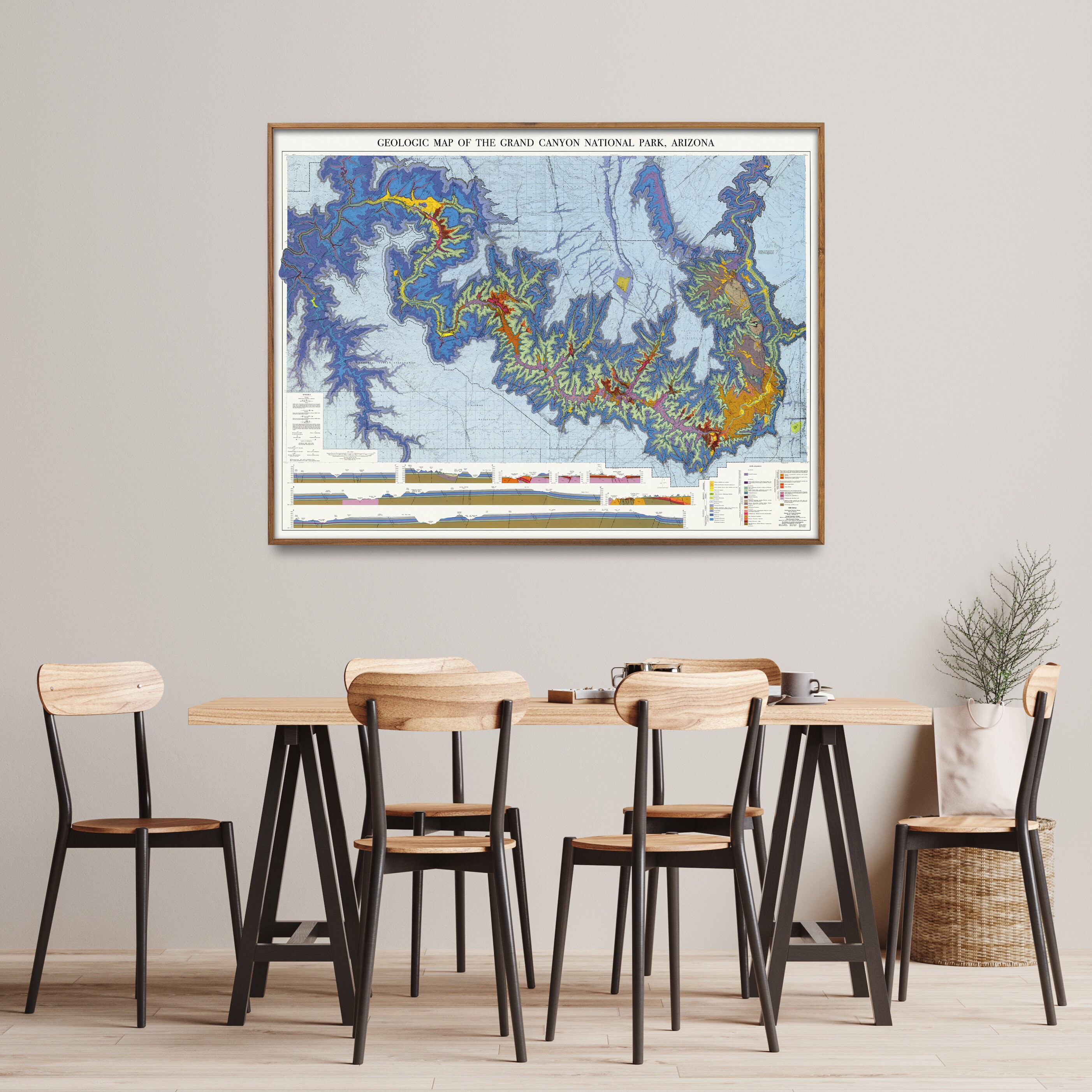 Grand Canyon Vintage Geologic Map Print National Park Arizona - Etsy
