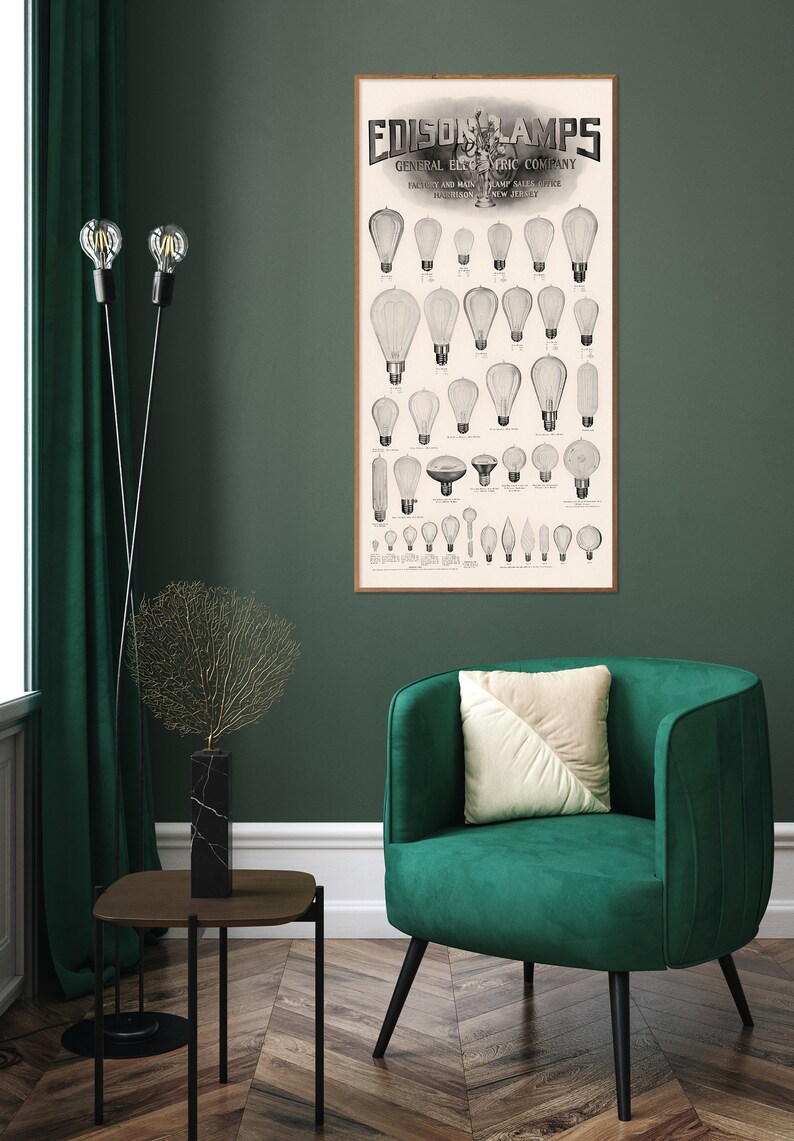 Edison Lamps Vintage Chart Print Tall & Narrow Light Bulbs - Etsy