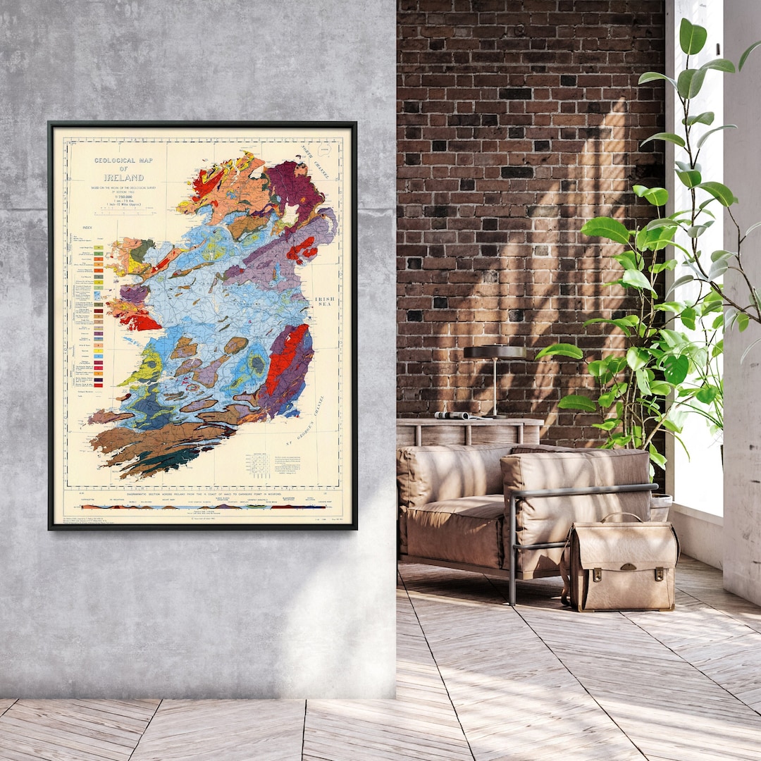 Geological Map of Ireland| Geologic Map Print| Geology Map| Science ...