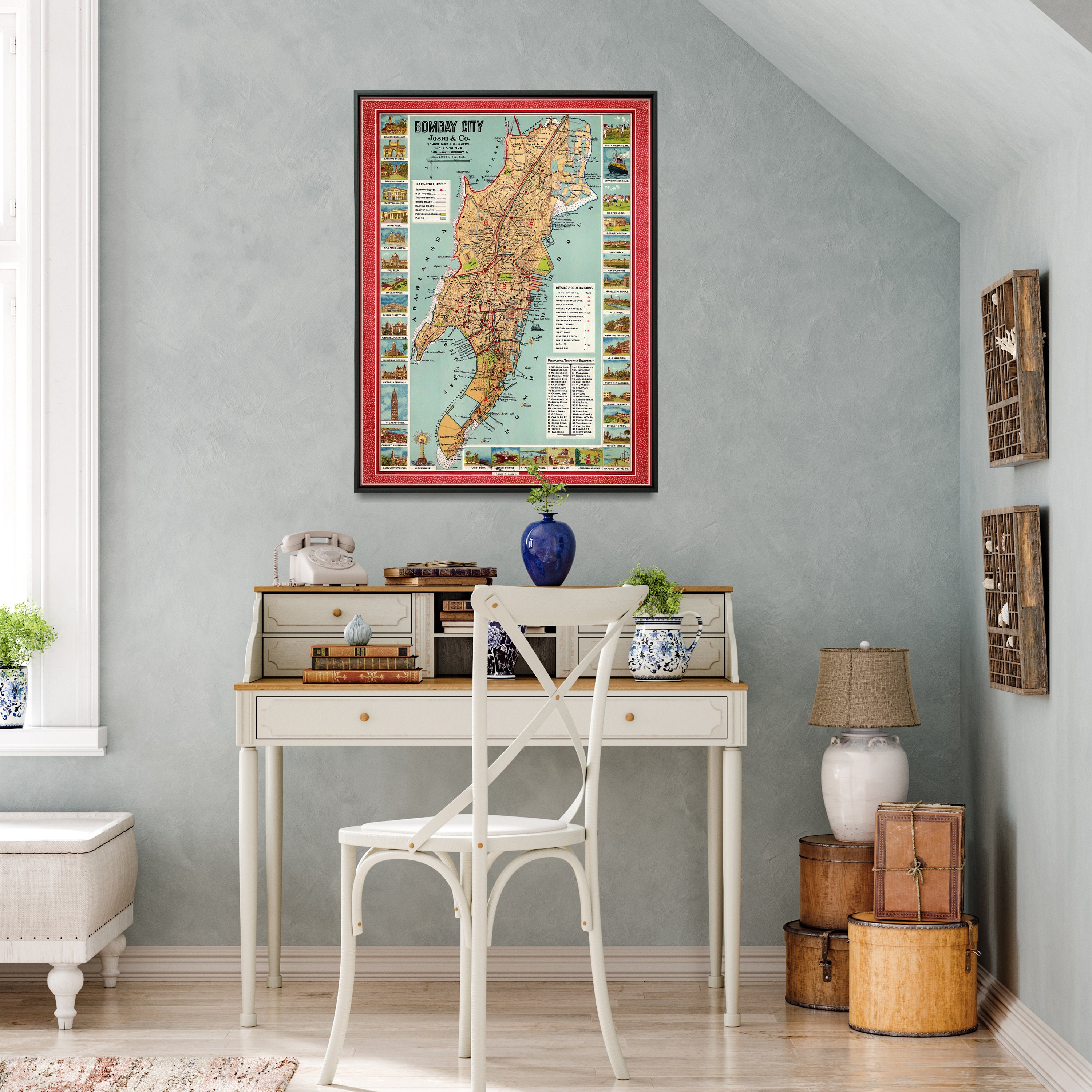 Vintage Mumbai Map Print: 1947 Bombay City Wall Art - Etsy
