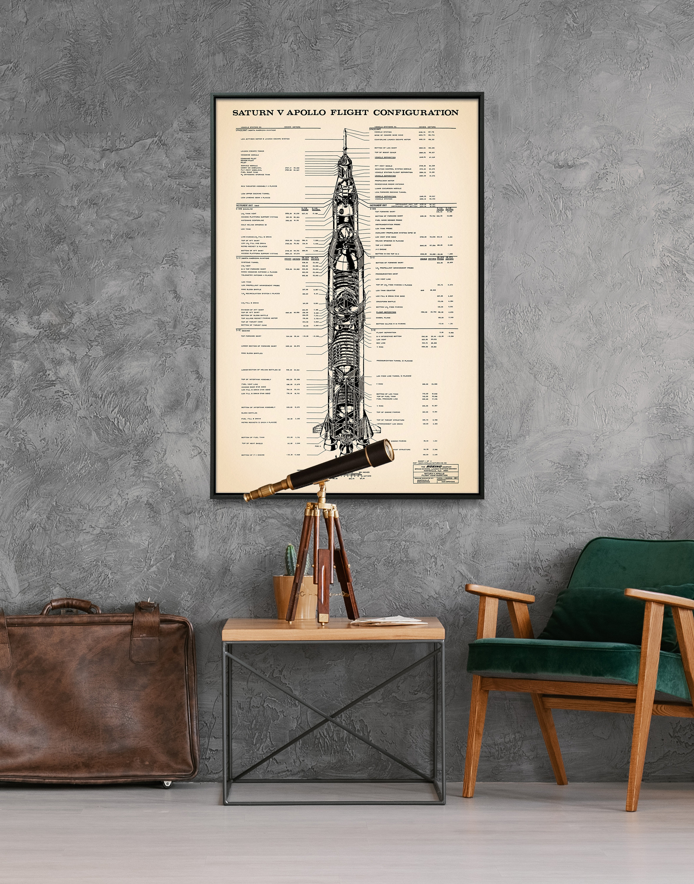 Saturn V Rocket Configuration Vintage Chart Print| NASA Poster| Space ...