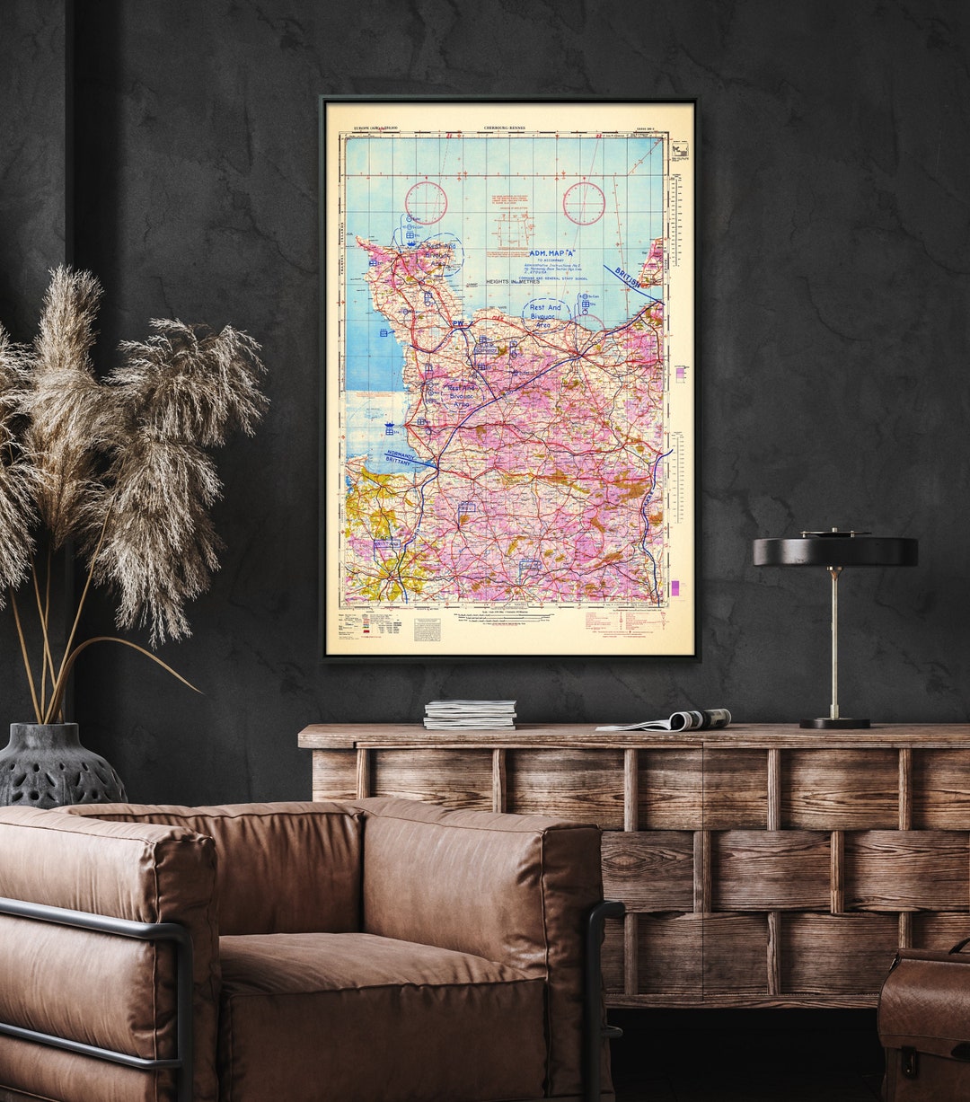Normandy Campaign: D Day Aftermath - Vintage WW2 Map Print, Military ...