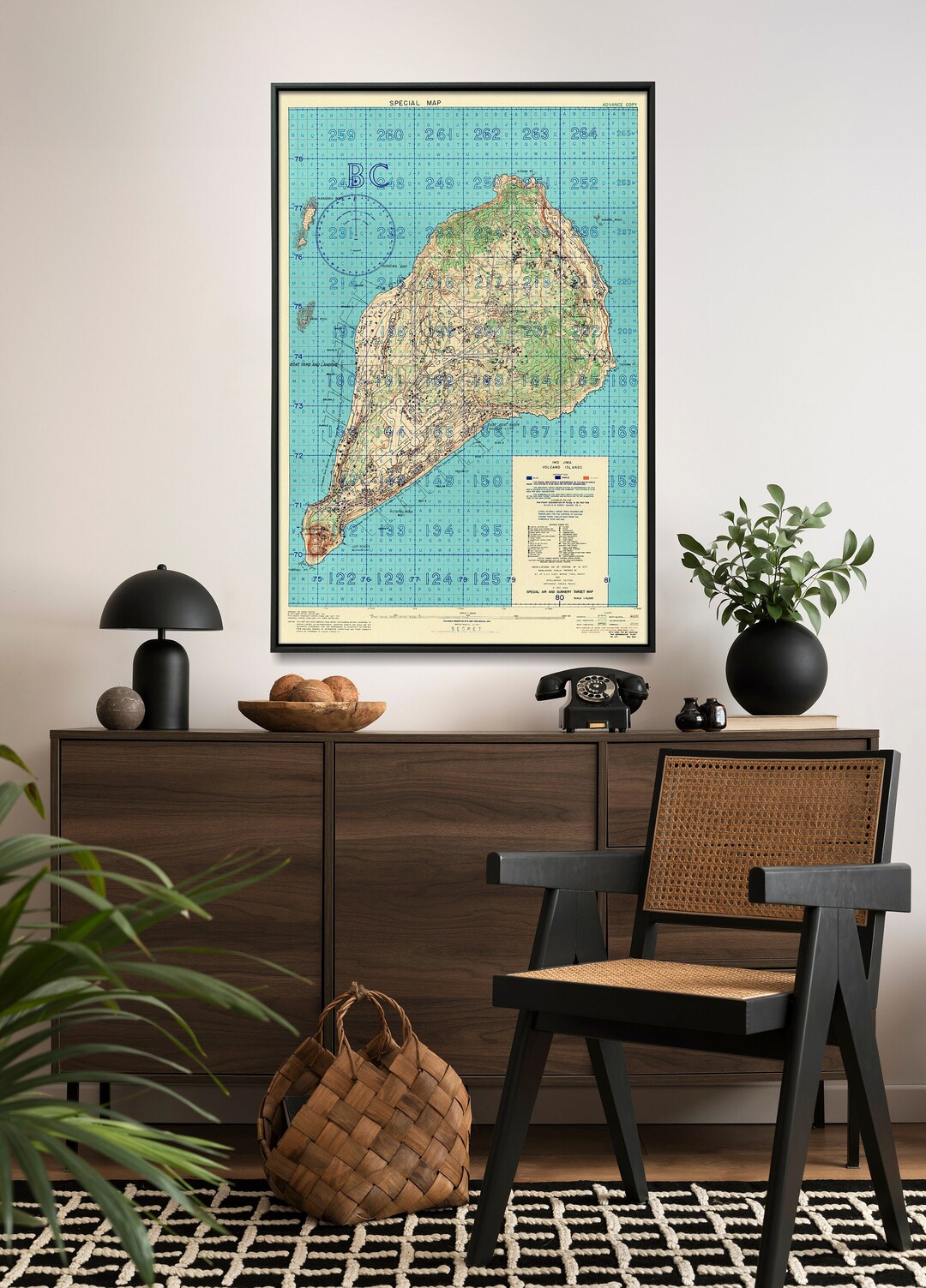 WW2: Iwo Jima Bombardment- Vintage Map Print, Second World War Military ...