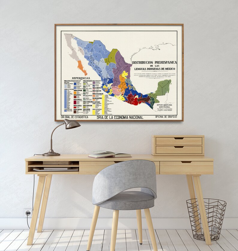 Mexico Indigenous Languages Vintage Map Print Mexican Indians | Etsy