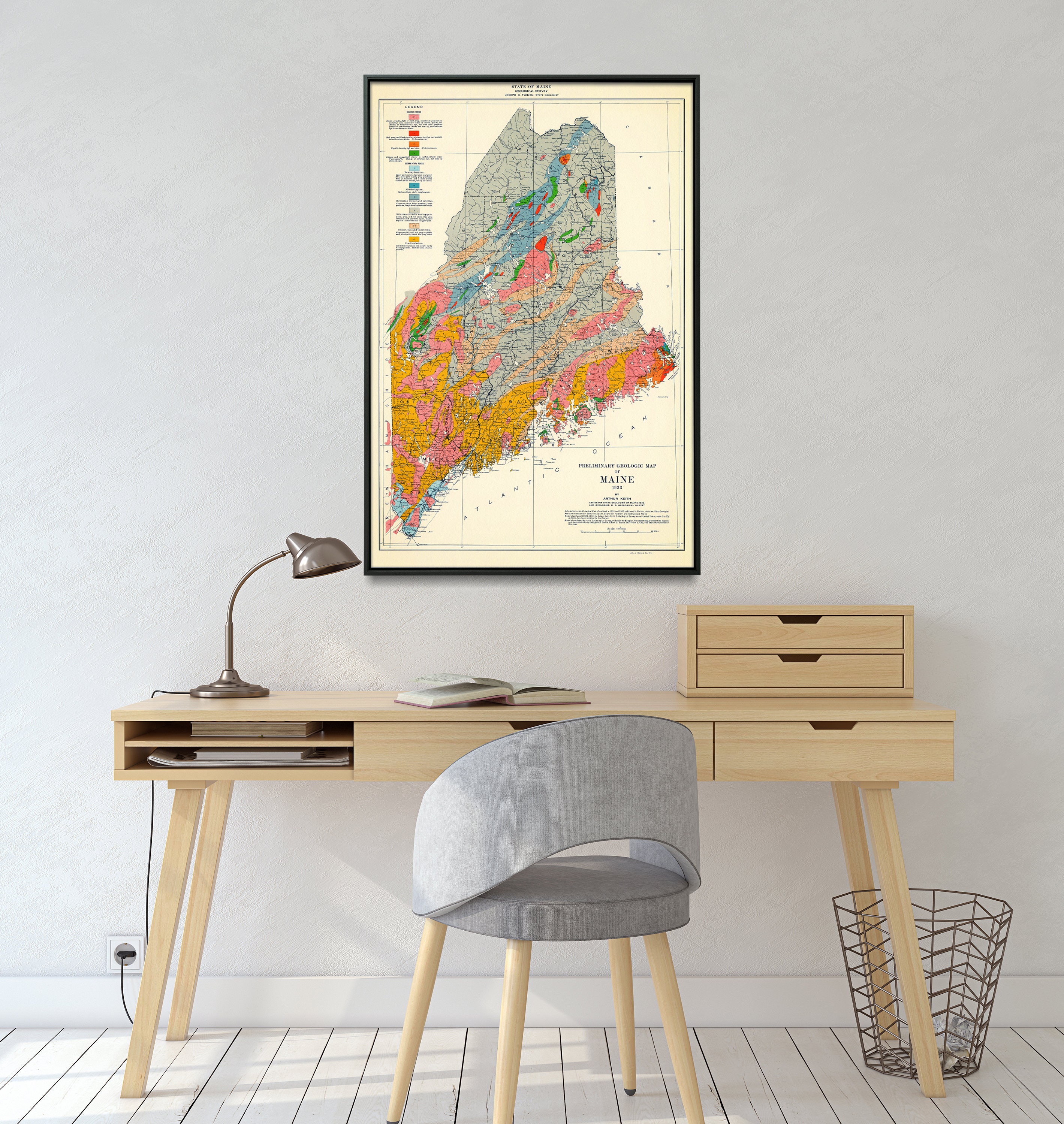 Geological Map of Maine Vintage Maine Map Geologic Map Us - Etsy