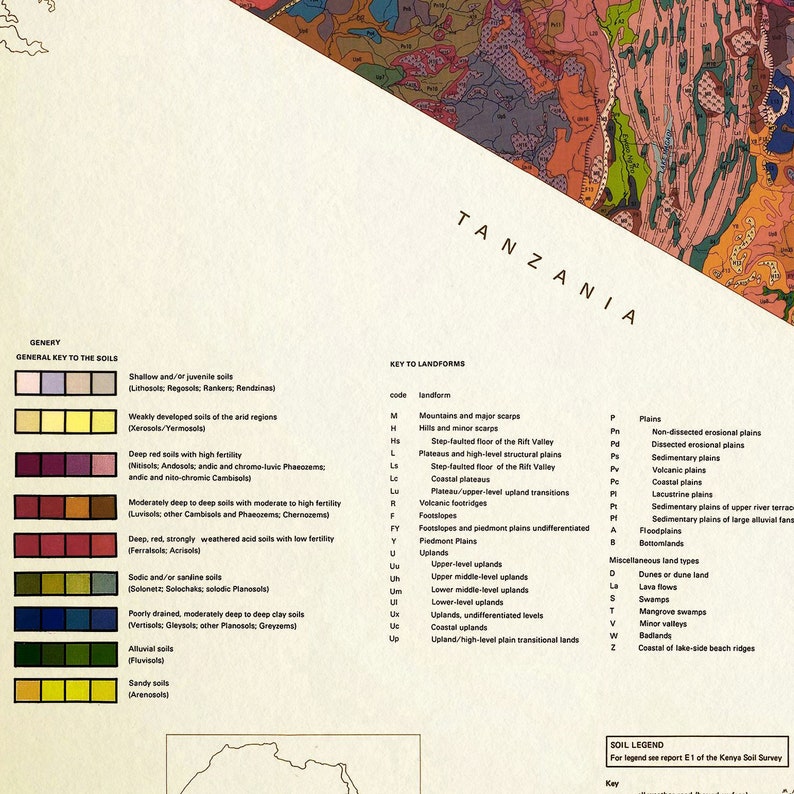 Kenya Map Soil Map of Kenya Geologic Map Kenya Art Gift - Etsy Canada