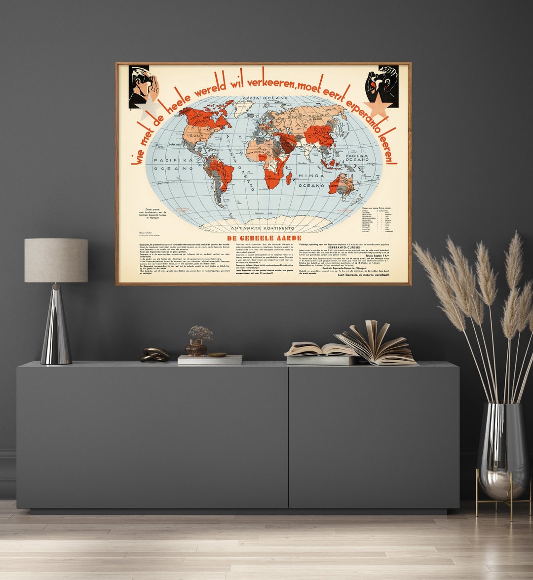 Language: Esperanto - Vintage Map Print, Wall Art Home Gift - Etsy