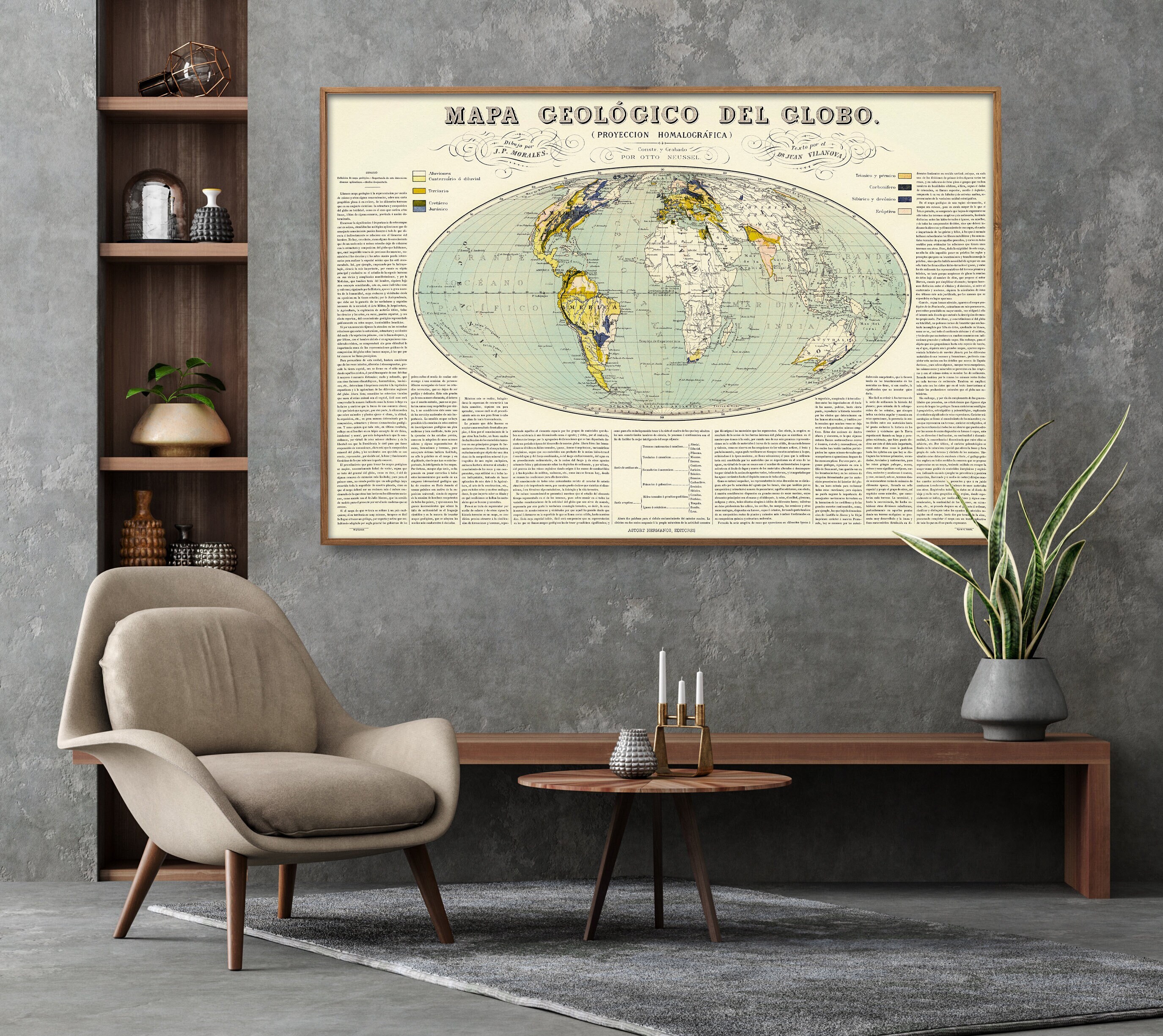 Mapa geológico del mundo de 1880: impresión vintage en español - Etsy ...