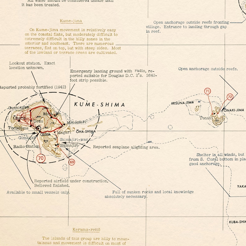 WW2 Okinawa Landing Beaches Vintage Map Print Pacific WWII - Etsy