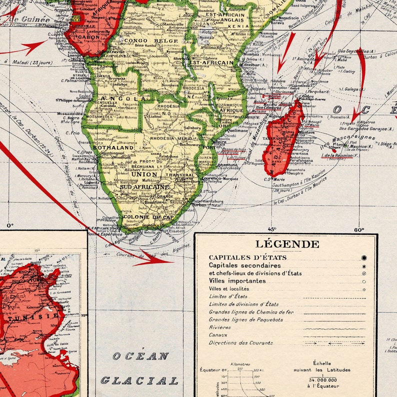 French Colonial Empire Vintage Map Print Imperial France Map - Etsy