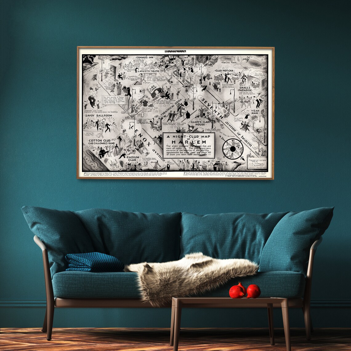 Harlem Night Clubs Map Old Harlem Map Wall Art Vintage Map | Etsy
