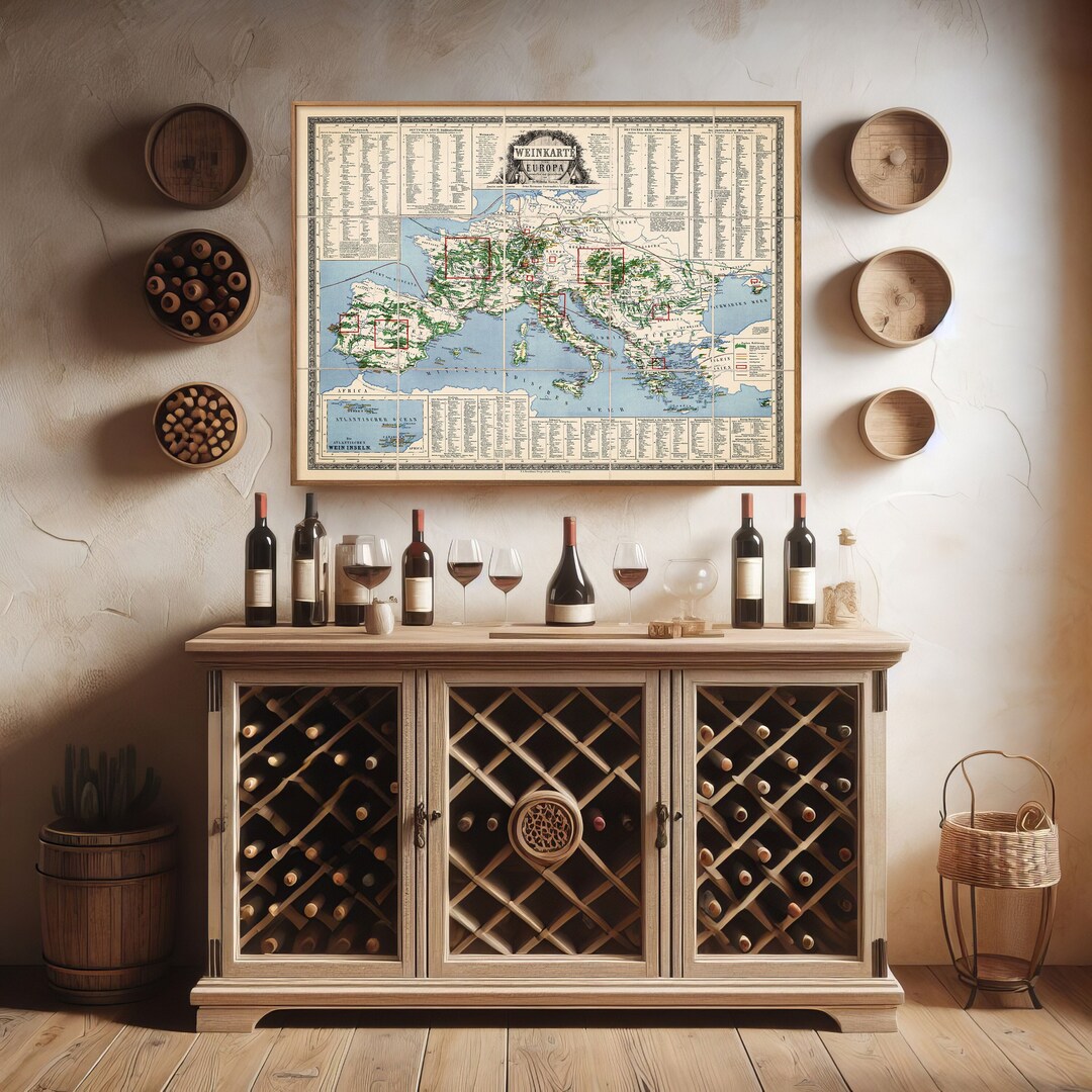 Vintage Europe Wine Map Print: 1871 German Wall Art - Etsy