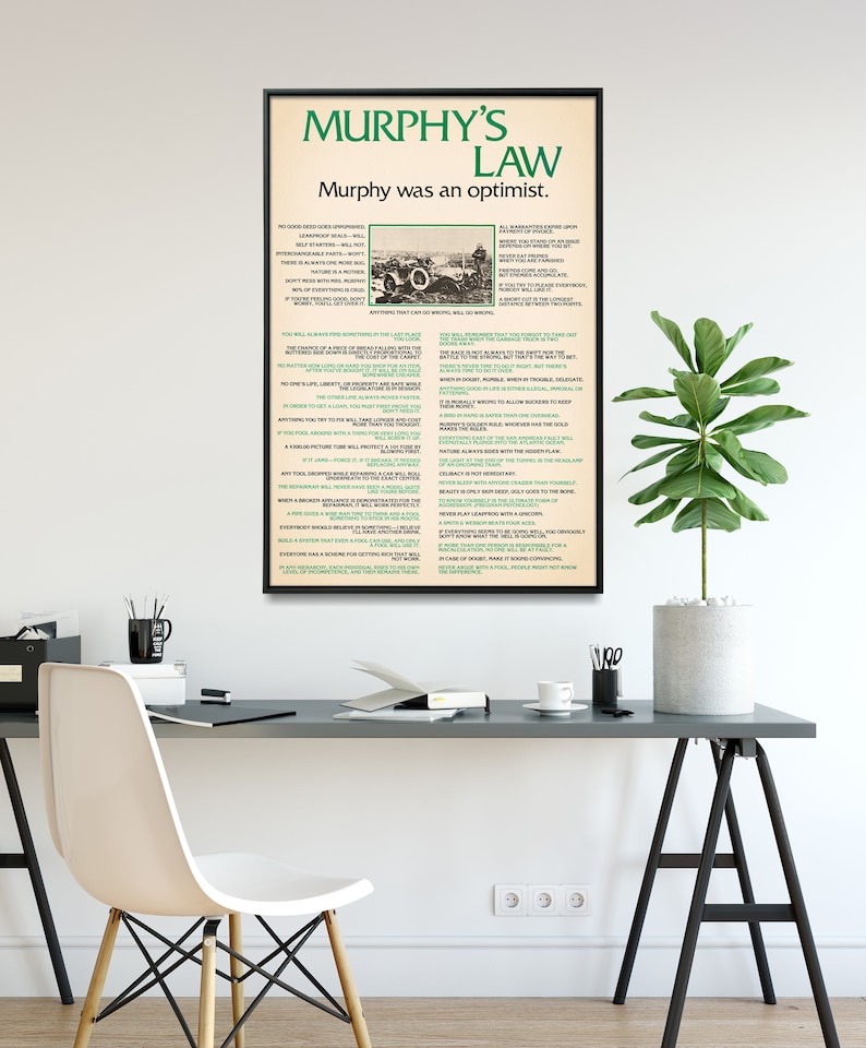 Murphy's Law Vintage Poster Print Humorous Wall Art - Etsy