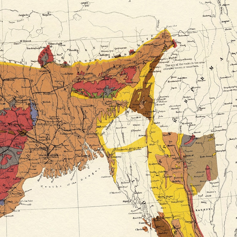 Geological Map of India Geology of India Vintage India Map - Etsy Canada