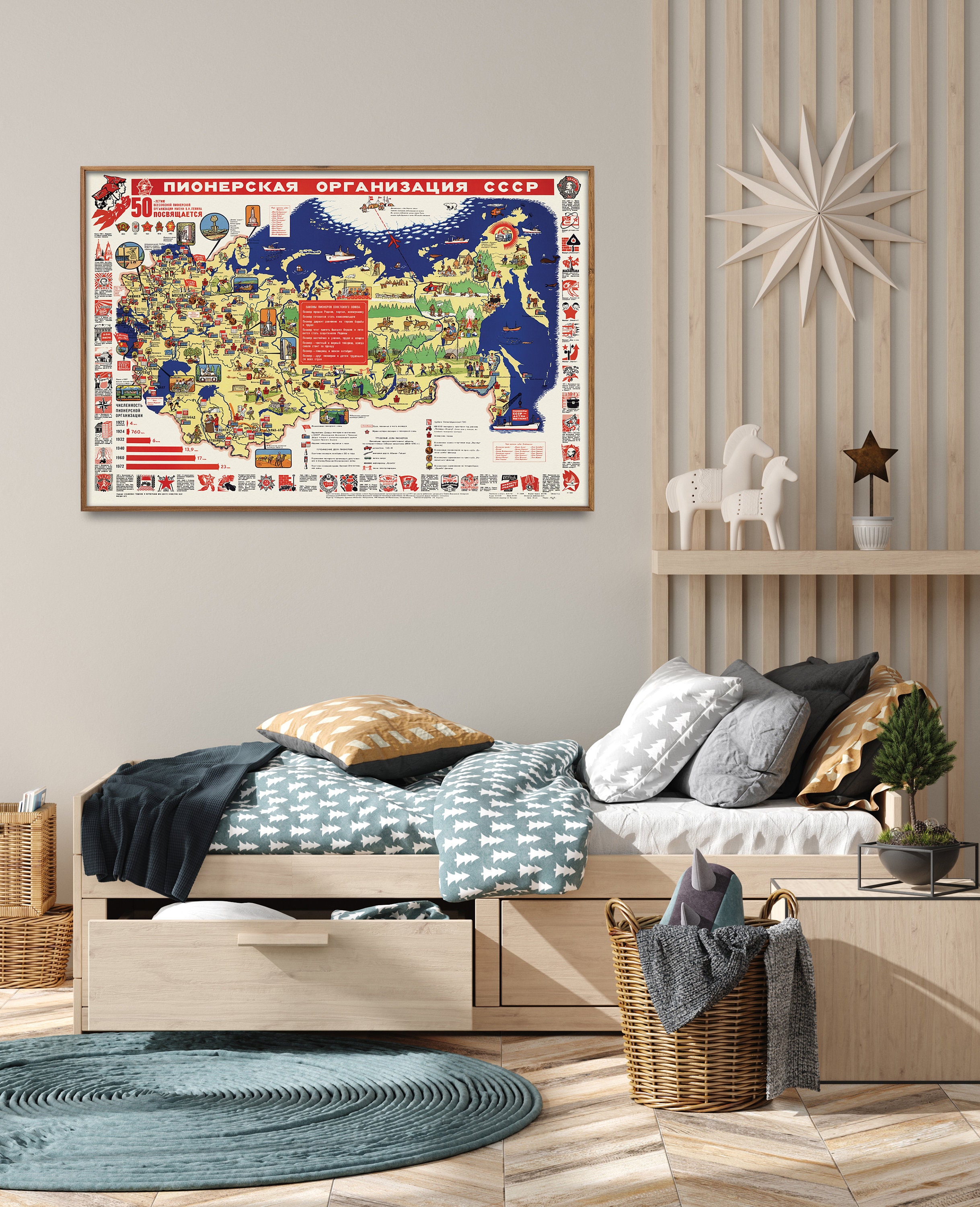 Pioneers of Soviet Union Organisation Map Poster Vintage Ussr - Etsy