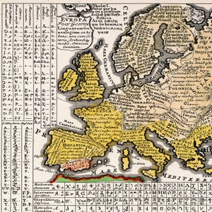 Earliest Linguistic Maps of the Four Continents, Ancient Alphabet Chart ...