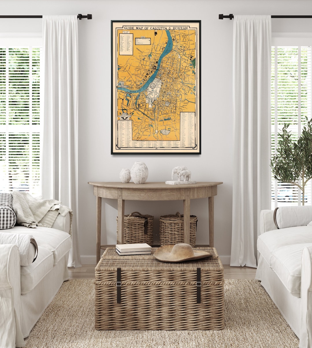 Map of Calcutta & Howrah Vintage Calcutta Map Print, Large Calcutta Map ...