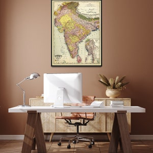 Old Map of India| Vintage India Map| India Poster, Decor, Print, Wall ...