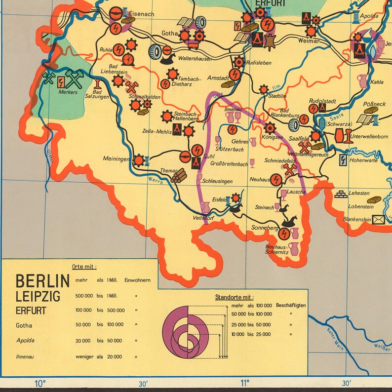 East Germany Vintage Map Print Ddr Map Poster Cold War Map - Etsy