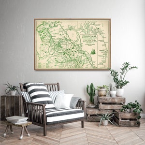 Mammoth Lakes Region Vintage Fishing Map Print, Mammoth Lakes ...