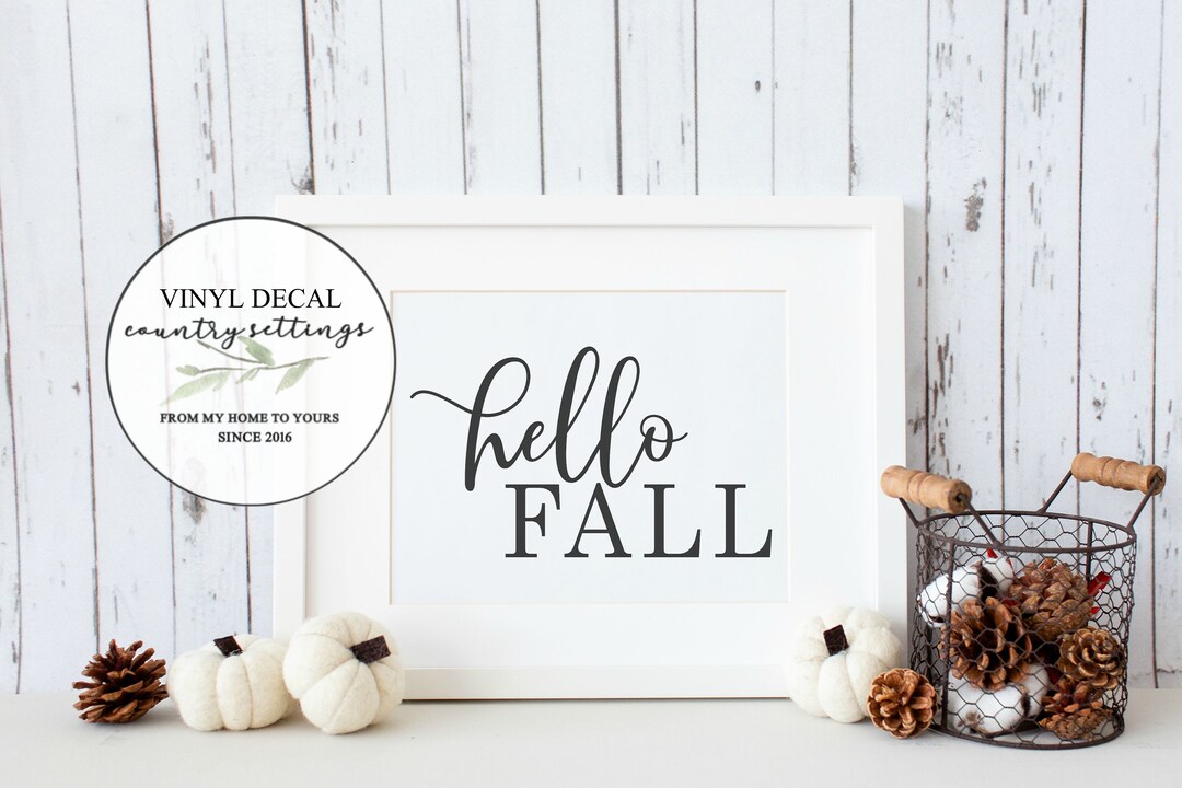 Hello Fall Vinyl Decals, Farmhouse Autumn Quote Wall Decals - Etsy