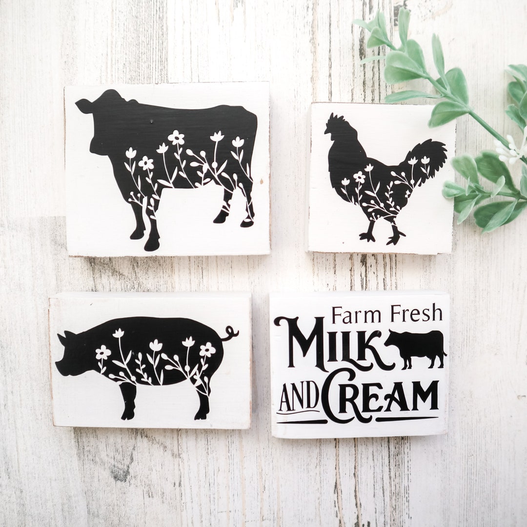 Farm Animal Wood Signs, Small Tier Tray Animal Signs - Etsy