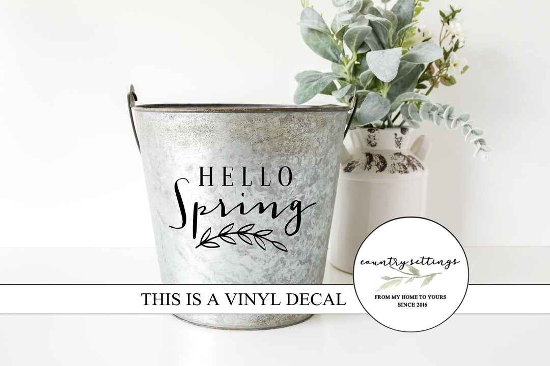 Hello Spring Vinyl Decal, Farmhouse Vinyl Decals, Hello Spring Sticker ...