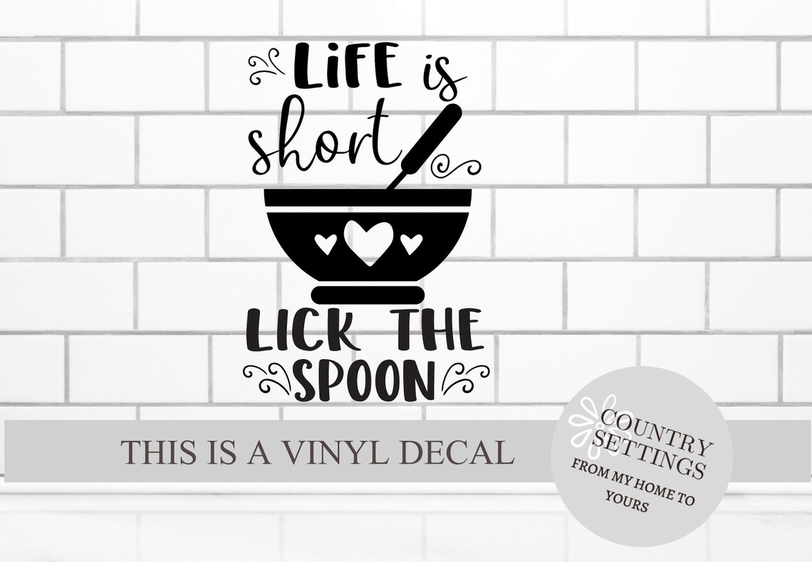 Lick the Spoon Vinyl Decal, Farmhouse Vinyl Wall Decals - Etsy
