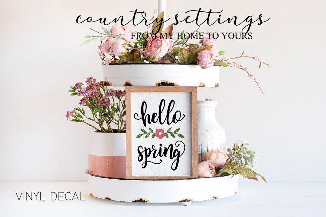 Hello Spring Vinyl Decal, Flower Decal - Etsy