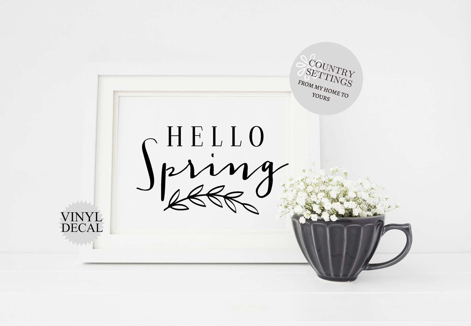 Hello Spring Vinyl Decal Farmhouse Vinyl Decals Hello Spring | Etsy