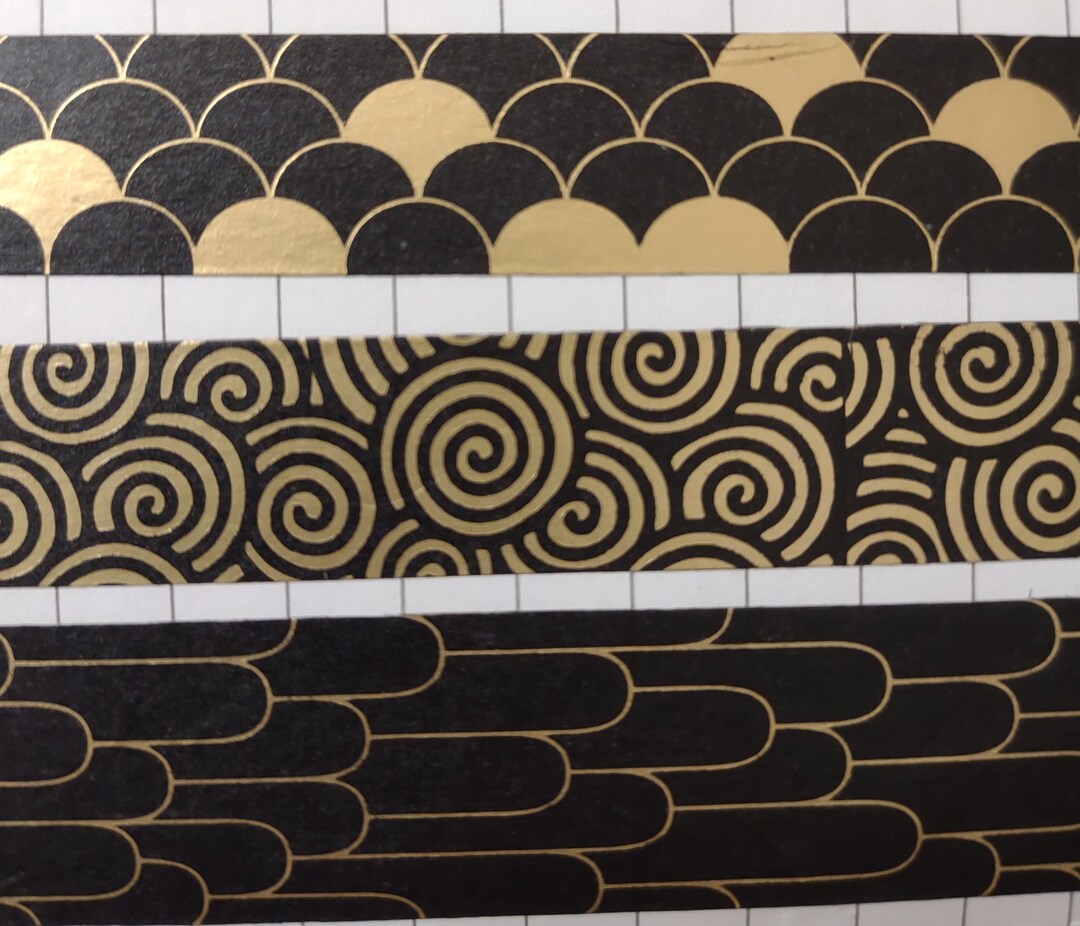 Black and Metallic Gold Washi Tape Sample Set - Etsy