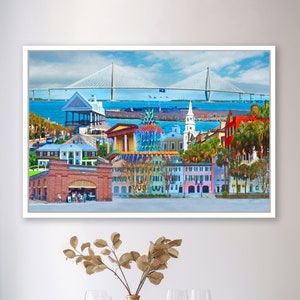 Charleston Illustrated Map Print South Carolina Art - Etsy