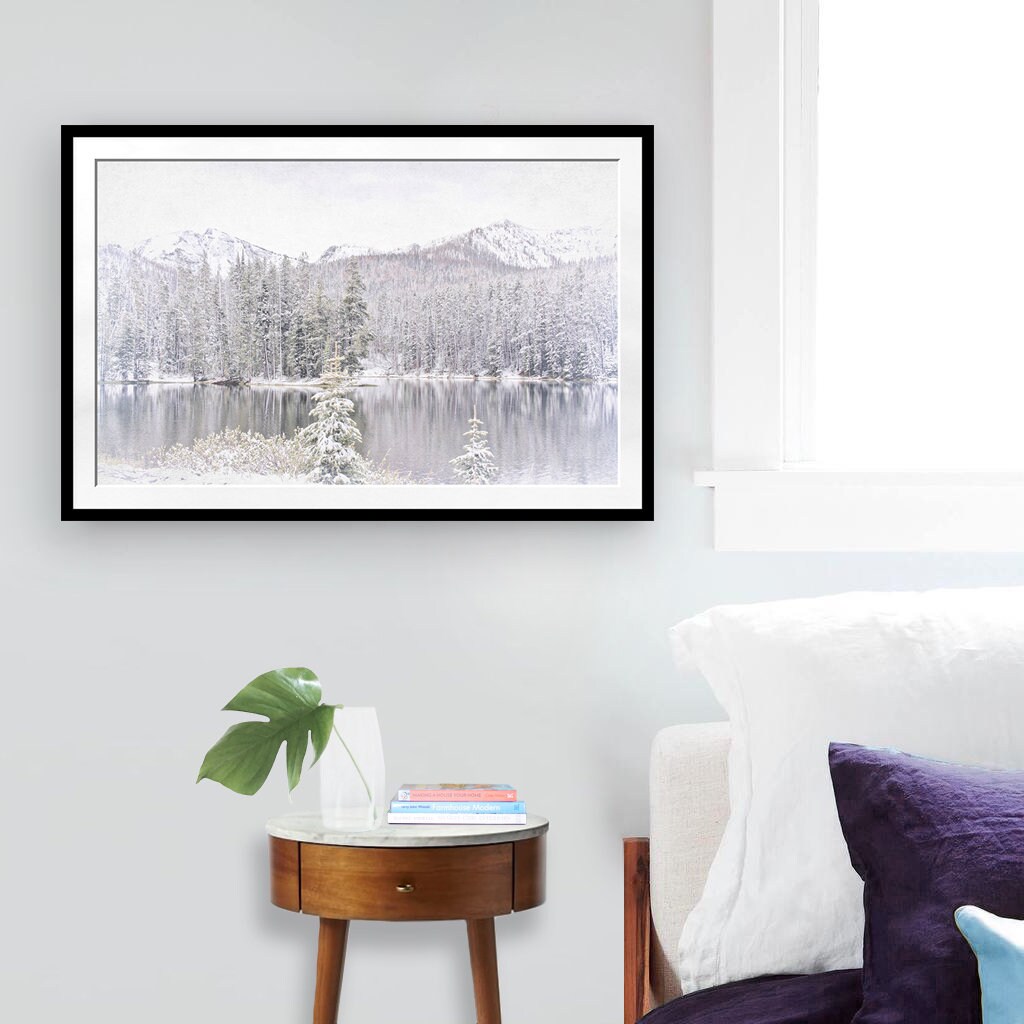 Mountain Landscape Print Winter Mountains Snowy Lake Sylvan | Etsy