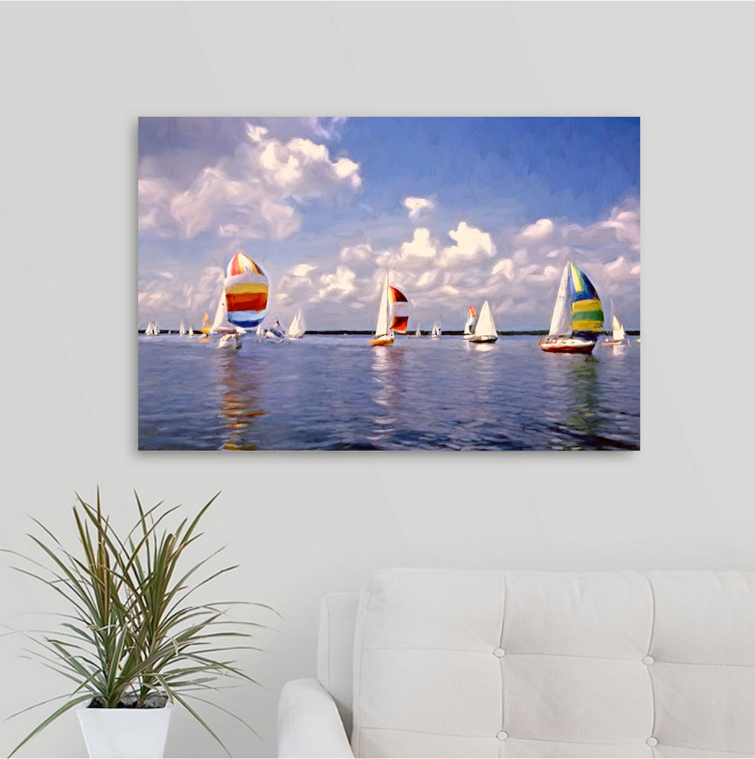 Full Sail, Regatta, Sailboat Wall Art, Sailboat Race, Coastal Art ...