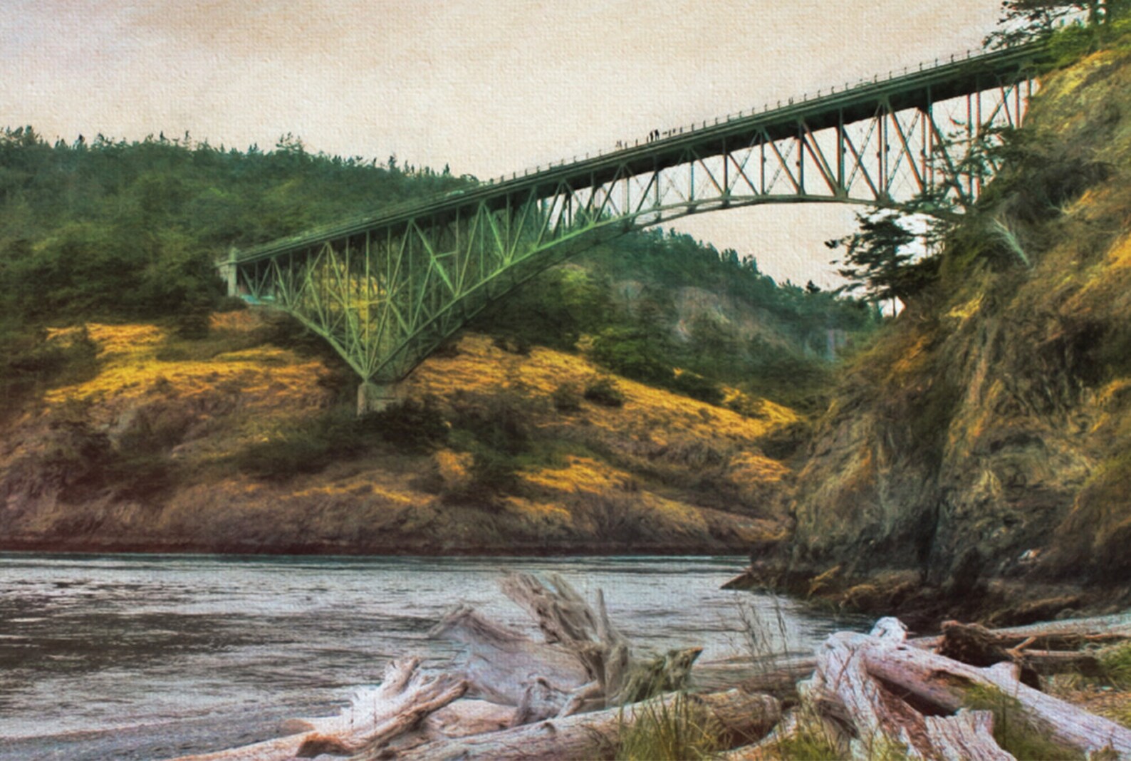 Deception Pass Bridge Panoramic Art Whidbey Island Pacific - Etsy