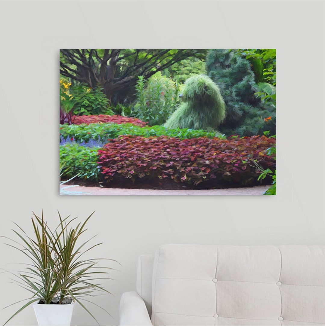 Shaggy Dog, Botanical Garden Art Print, Botanical Art, Dog Topiary ...