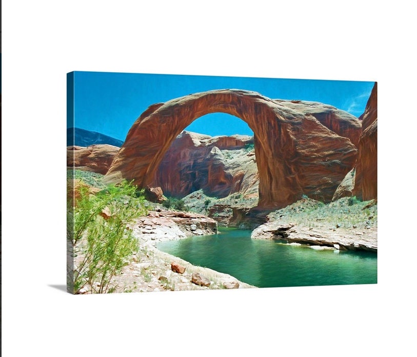 Rainbow Bridge Utah Glen Canyon Lake Powell Canyon Art - Etsy