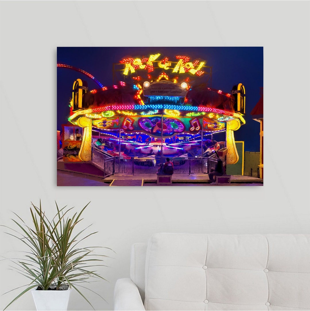 Amusement Ride Art, Pleasure Pier Art, Rock N Roll Ride, Galveston ...